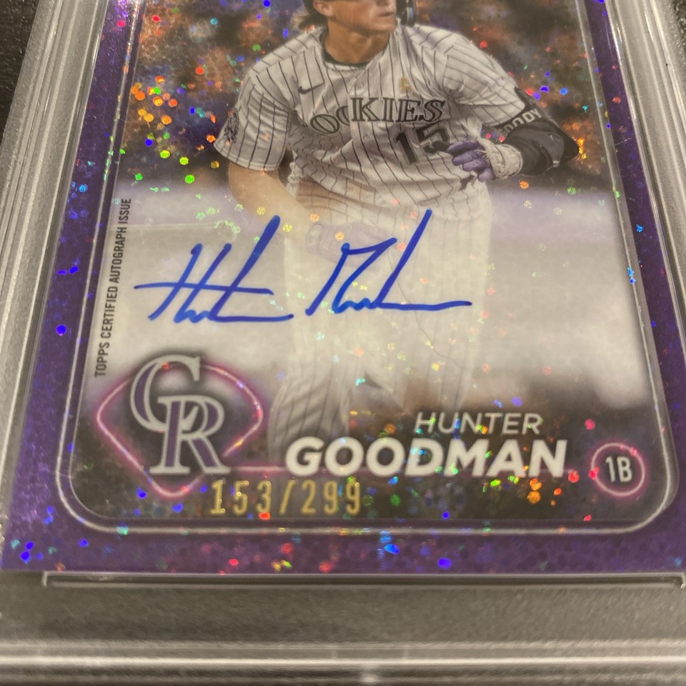 2024 Topps Chrome HUNTER GOODMAN Rookie AUTO PURPLE SPECKLE #/299 PSA 9 ...