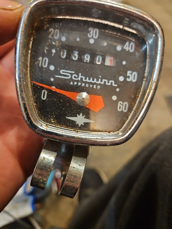 VINTAGE SCHWINN APPROVED CHROME BIKE SPEEDOMETER HEAD HURET BICYCLE ...