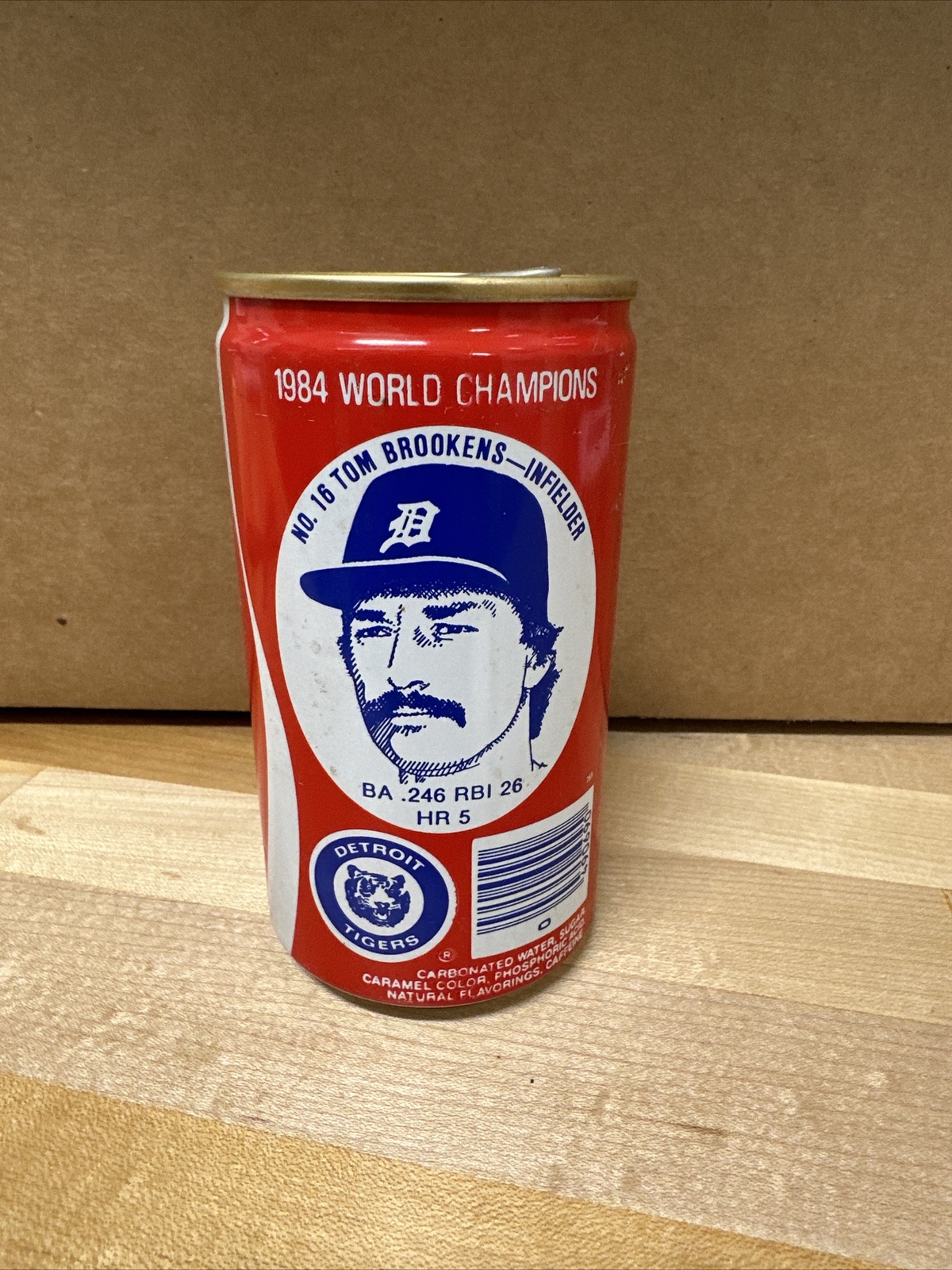 1984 World Champions Detroit Tigers Tom Brookens Coca-Cola Coke Can Box ...