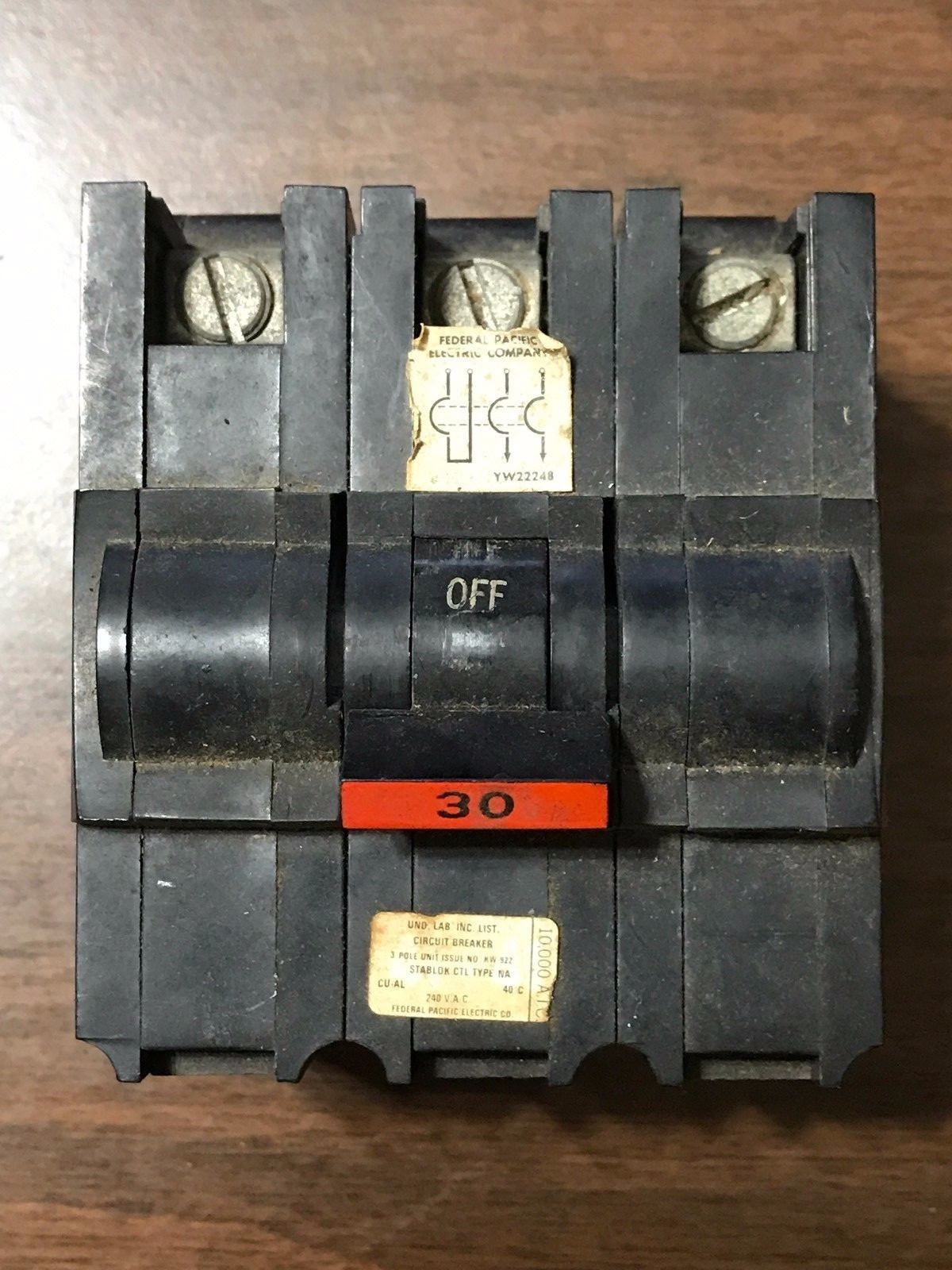 FPE Federal Pacific L3P30 Snap On In Breaker 30Amp 30 A Delta Shunt ...