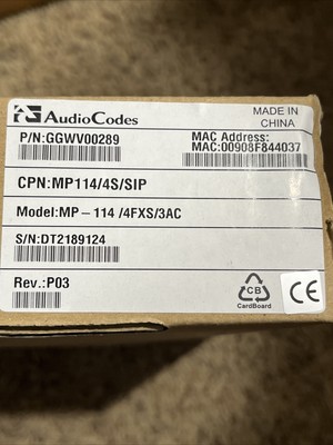 AudioCodes MP-114 VoIP Gateway P/N: GGWV00289 & Power cord | eBay