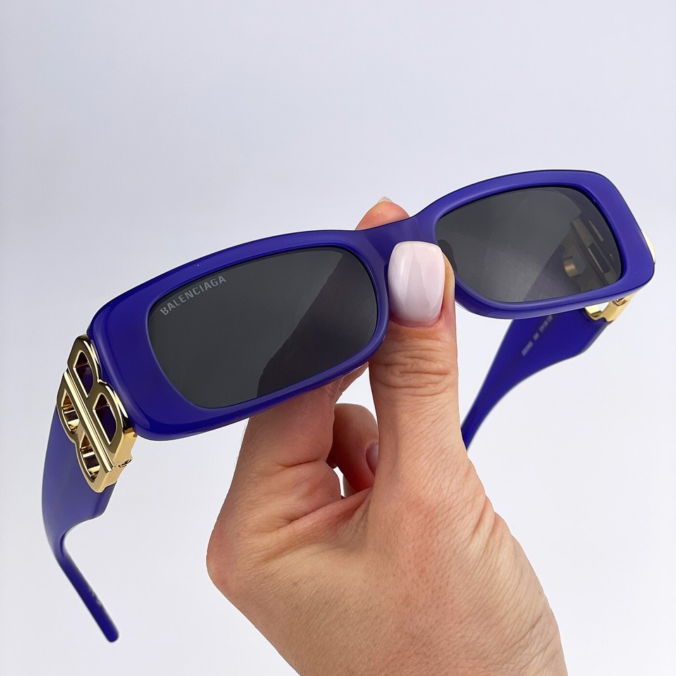 Balenciaga Men Sunglasses Violet Gold Grey Rectangle BB0096S 004 NEW | eBay