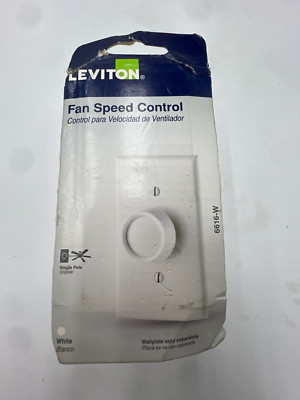 LEVITON 6616 Rotary Fan Speed Control Full Range, Single Pole White ...