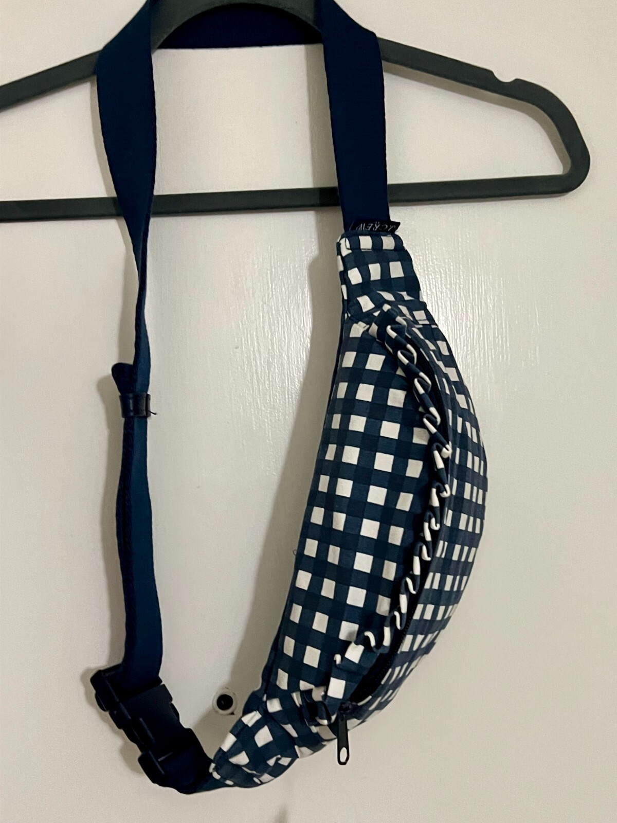 J Crew Belt Bag Fanny Pack Gingham Ruffle Plaid Cotton Blue & White NEW ...
