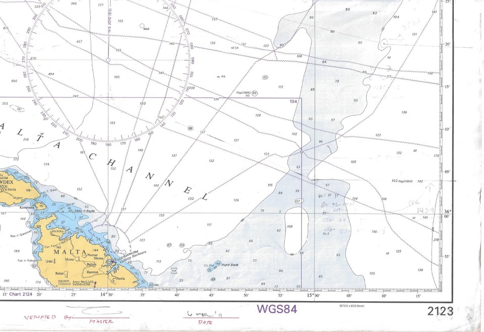 2123 Capo Granitola Passero Sicillia South Coast Chart Map Marine Wall ...