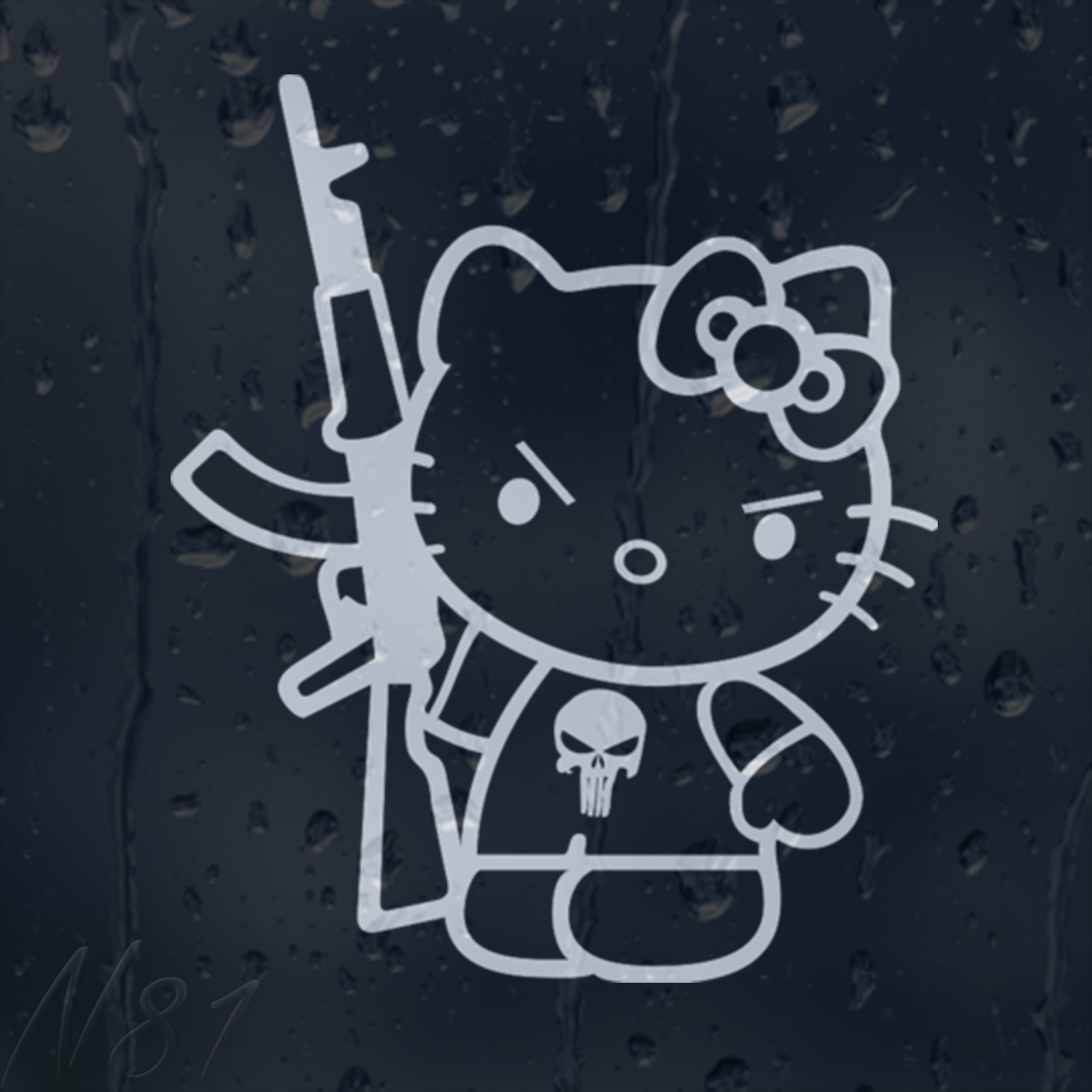 Hello Kitty AK-47 Car Window Windscreen Body Panel Laptop Decal Vinyl ...