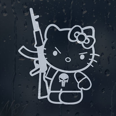 Hello Kitty AK-47 Car Window Windscreen Body Panel Laptop Decal Vinyl ...