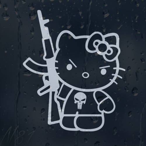 Hello Kitty AK-47 Car Window Windscreen Body Panel Laptop Decal Vinyl ...