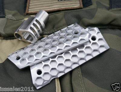 1911 .45 acp Predator Muzzle Brake and "The Hive" Grips Combo + install ...