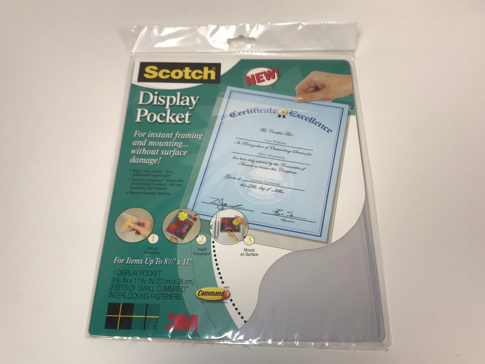 Scotch Display Pocket, Interlocking Fasteners, Plastic, 9-1/16 x 11-9/ ...