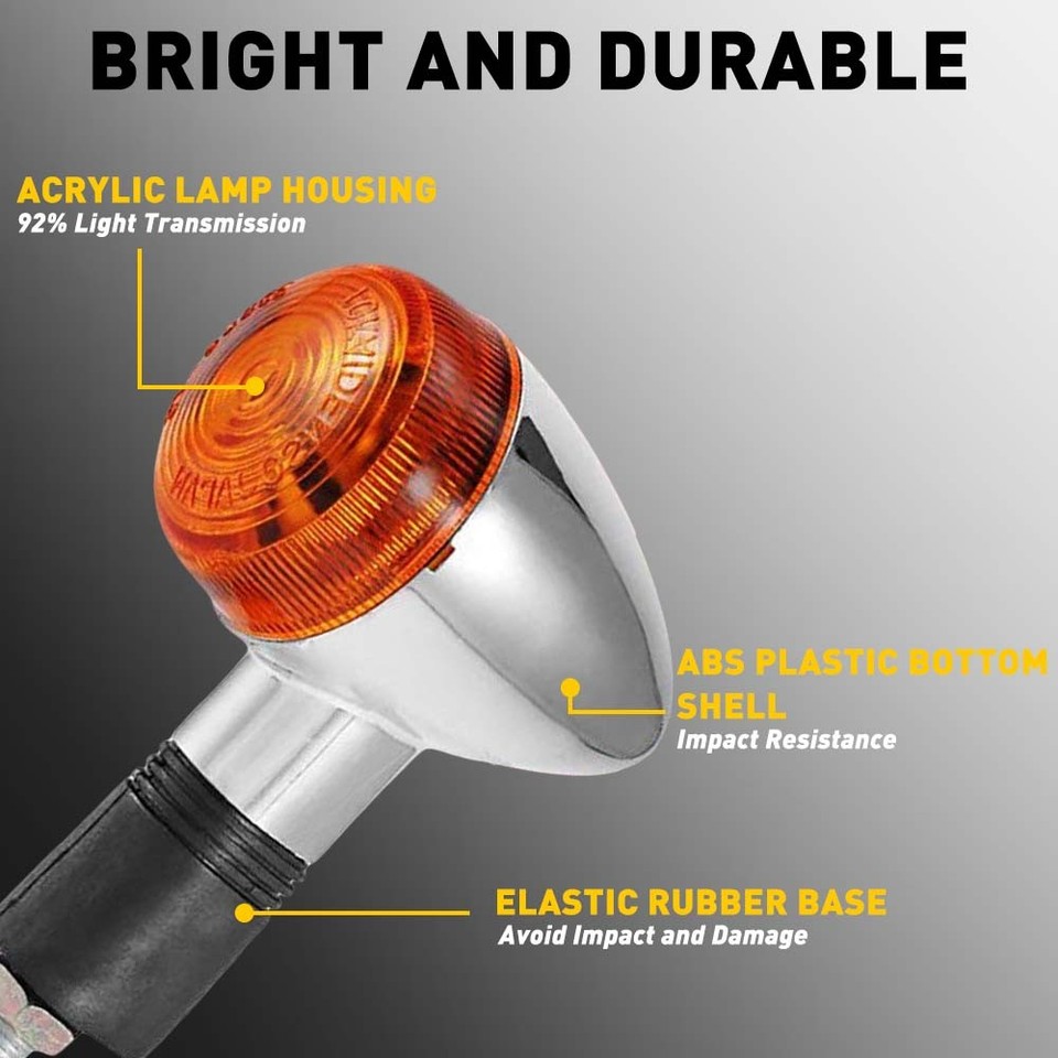 2x Front Rear Motorcycle Turn Signal Blinker Indicator Light Amber ...