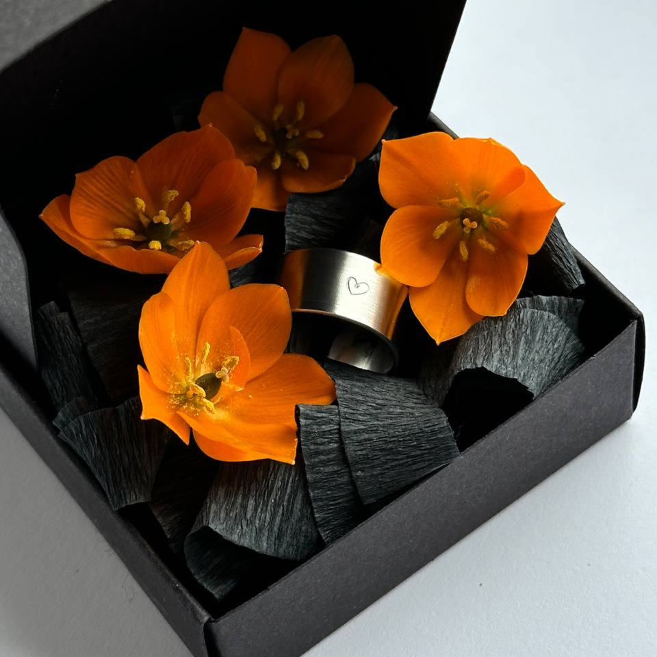 Custom Message Ring - Inspirational Steel Ring- Engraved Word Ring ...