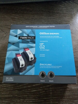 Compare To HP 02 Black Ink Cartridge 2 Pk Office Depot 565-839,C8721WN ...