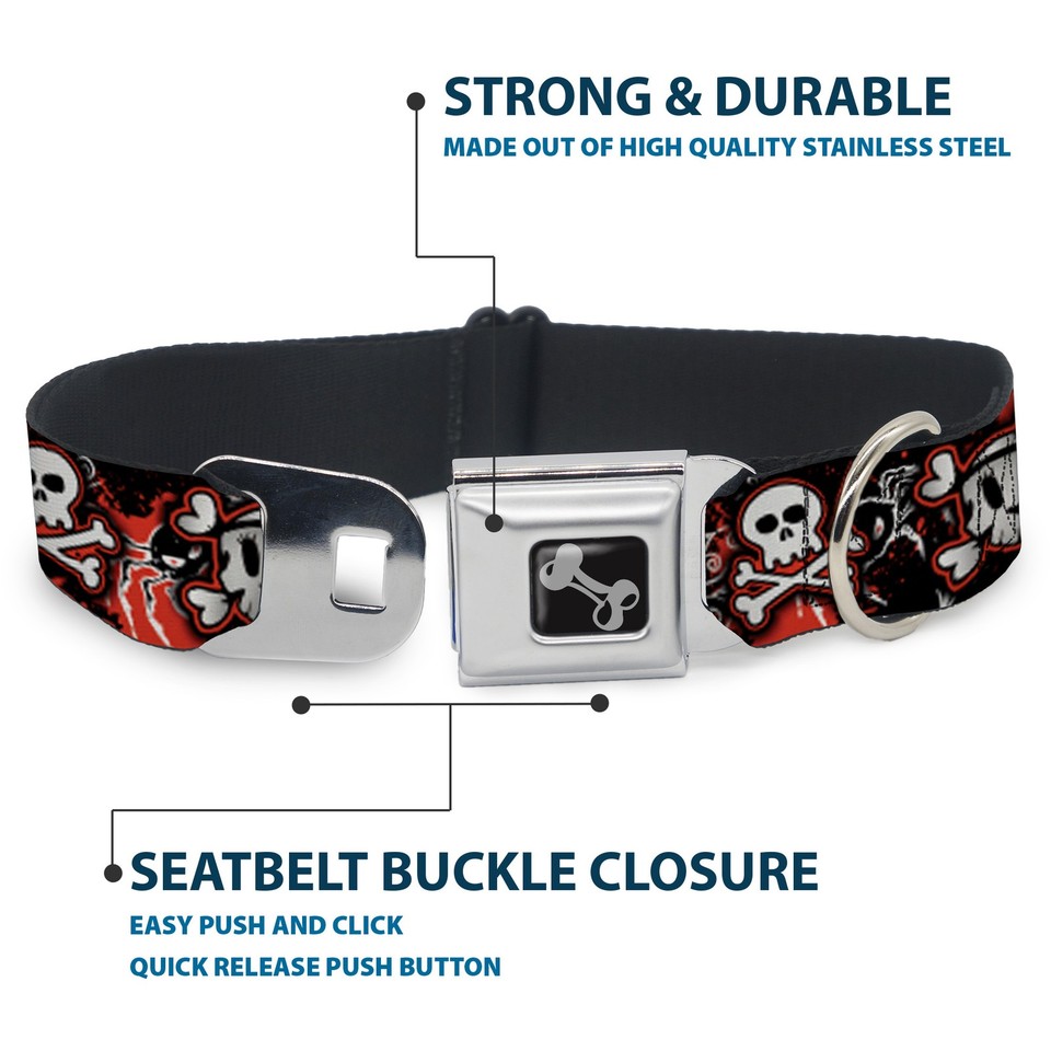 Dog Collar Bone Girlie Skull Black/Red WIDE-Large 20-31" (US IMPORT ...