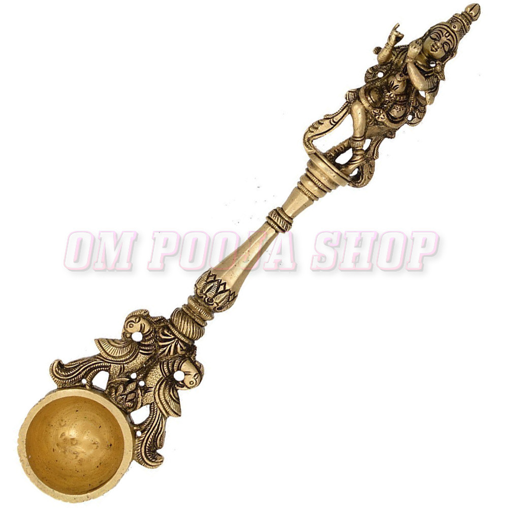 Lord Krishna Idol Brass Havan Spoon Ghee Chammach Decorative ...