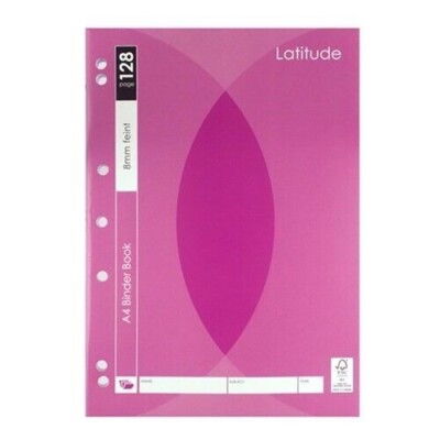 Latitude Lined A4 Binder Exercise Book 128 Pages 8mm Feint Stationary ...