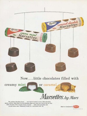 Creme Mint & Caramel Chocolate Marsettes candy ad 1959 | eBay