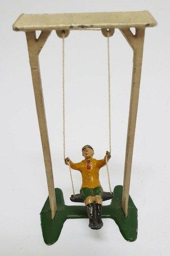Vintage Made in France Rare Cold Painted Lead Boy on Swing | eBay