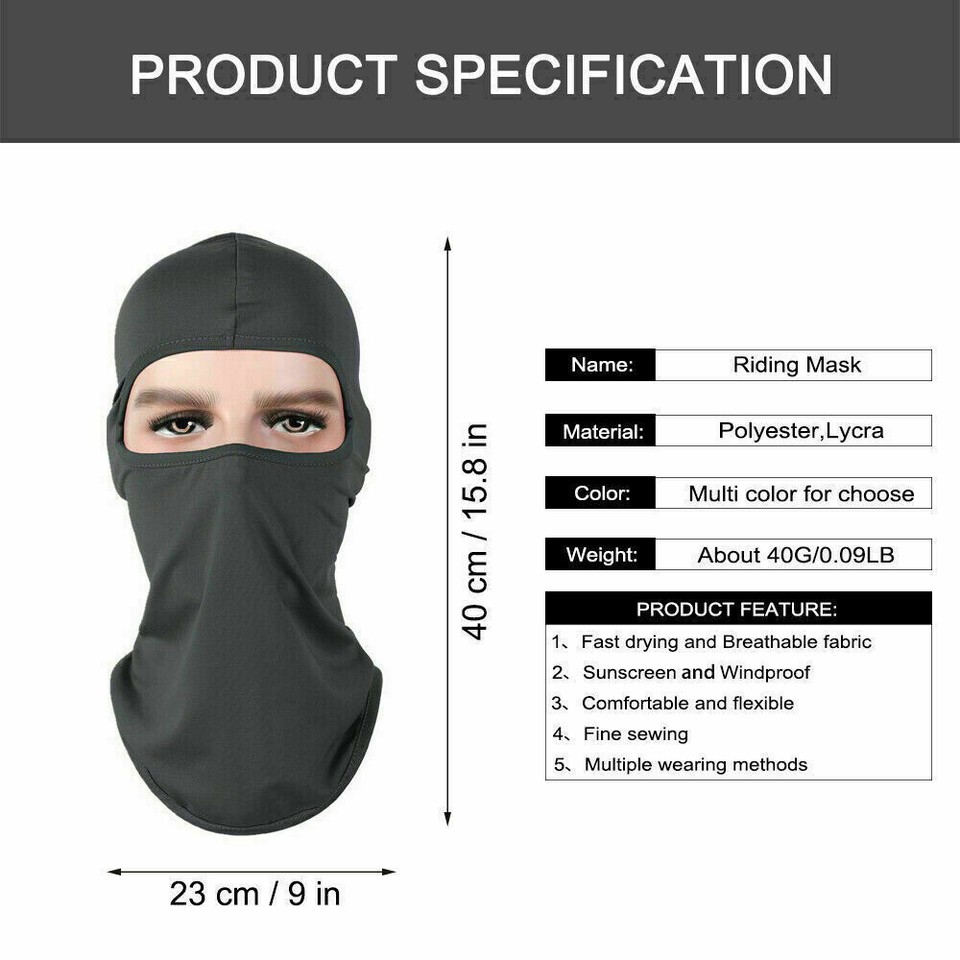 Balaclava Full Face Mask Hiking Fishing Face Cover Hood Head Cover Face ...