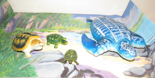 4 Vintage Larami Plastic Rubber Sea Turtle Toy Figure Set Ocean 7In ...