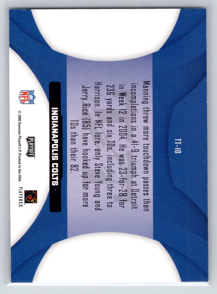 2005 Playoff Honors #TT-10 Manning/Harrison Touchdown Tandems Used | eBay