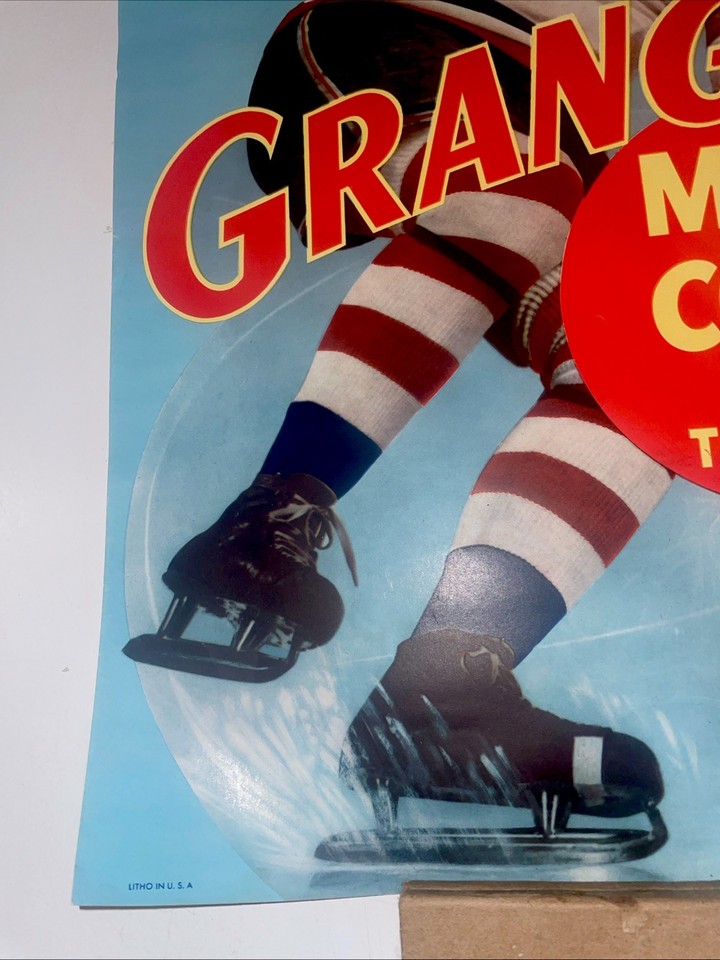 1940S NHL HOCKEY GRANGER TOBACCO POSTER HARVEY BUSHER JACKSON NEW YORK ...
