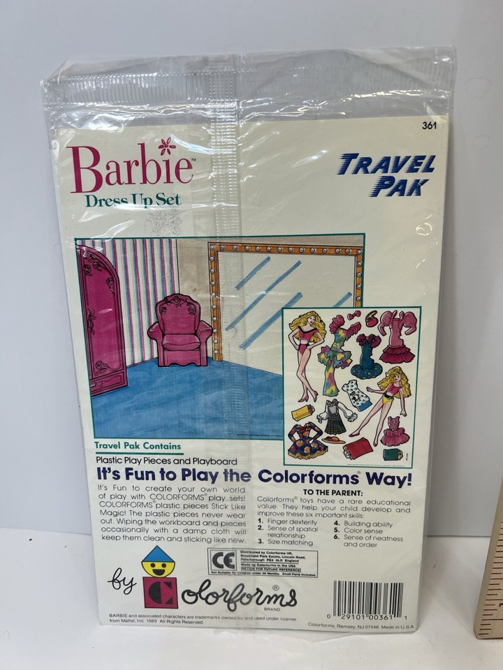 Barbie Colorforms, Dress Up Set, Travel Pak, unused, 1989, Mattel | eBay