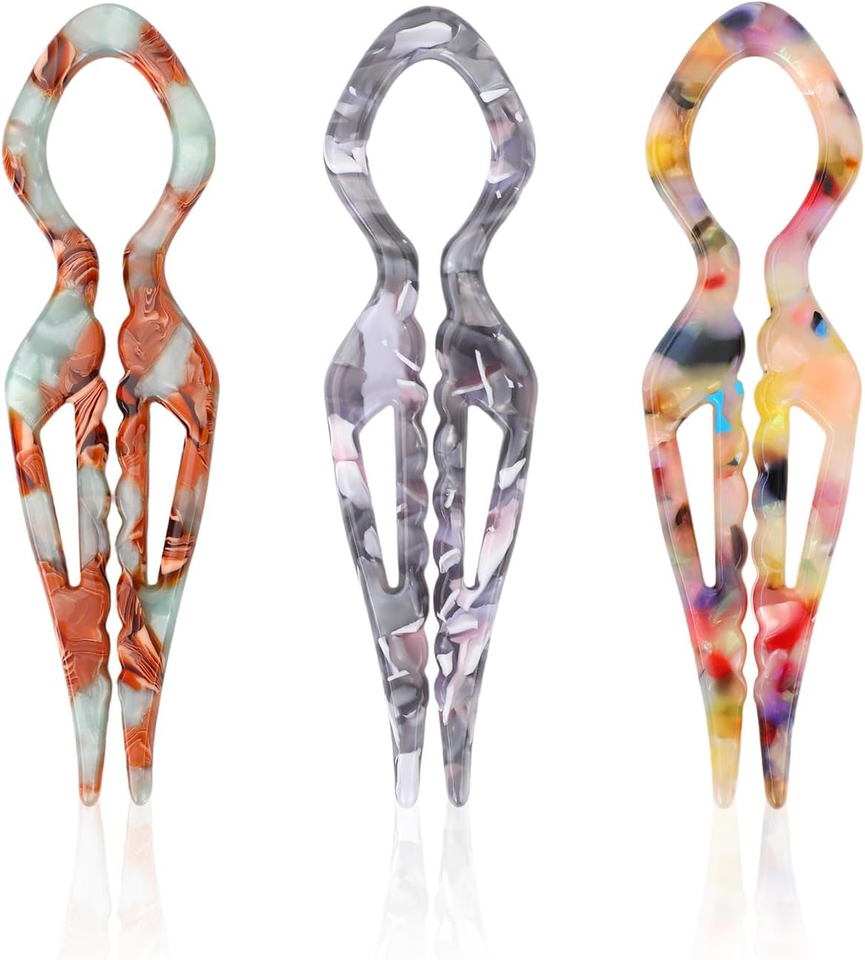 3Pcs French Twist Hair Pin, 3 Colors U-Shaped Magical Hair Grips ...