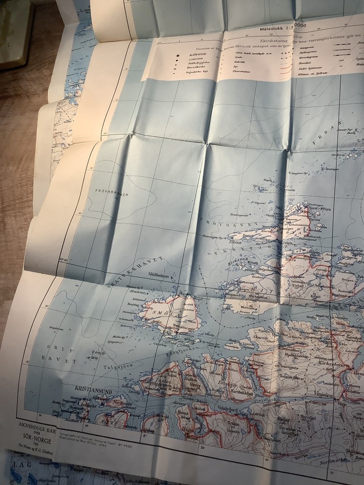 8 x FIRST EDITION PROOF WW2 1940's Maps Norway GSGS War Office. Folded ...
