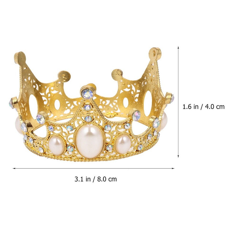 3 Pcs Crown Cake Decoration Sparkly Rhinestone New Year Tiara Fan ...