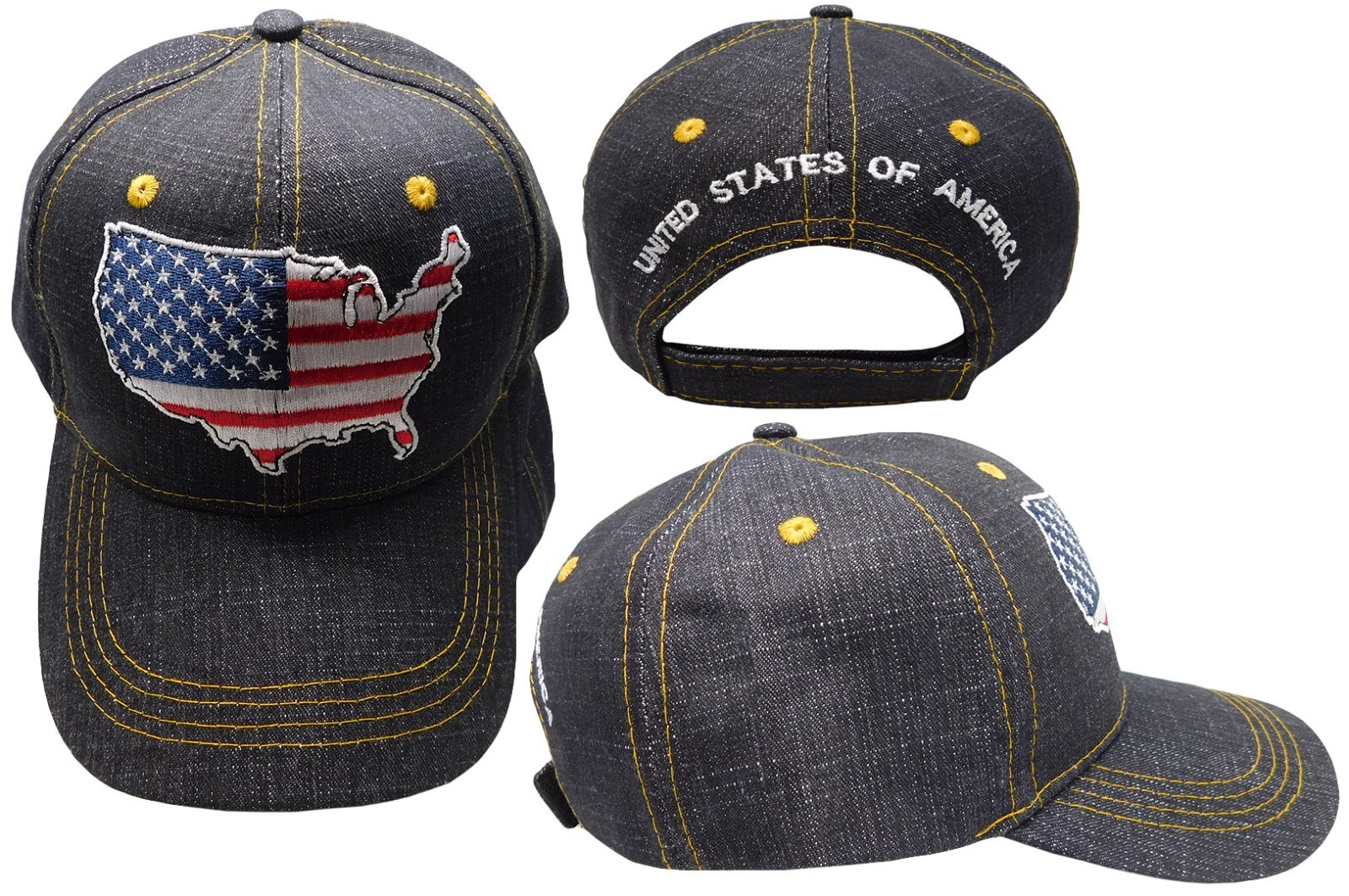 Dark Denim Blue USA America Flag in Country Baseball Cap Hat | eBay