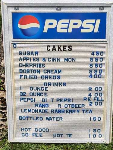 Vintage Pepsi Restaurant Menu Sign. Size 29" x 21". Used in a ...