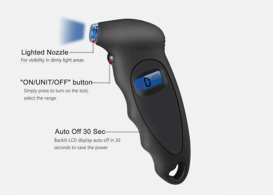 Digital Tire Air Pressure Gauge Bike Car Truck LCD Display 150 PSI ...