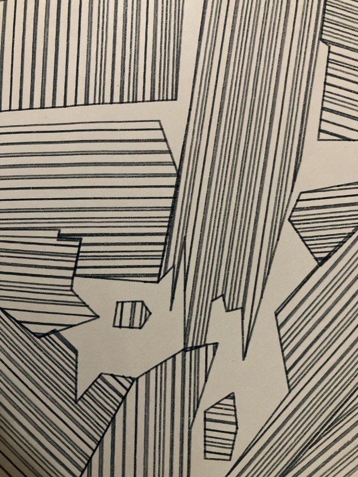 Beautiful Abstract Ink Drawing Cubist Post Cubism Paper 1980 Stroke | eBay