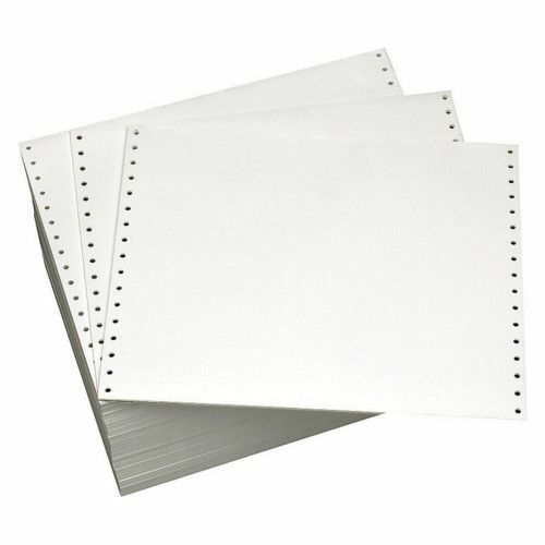 Alliance Continuous Computer Paper, 12x8-1/2" Blank L&R Perf 1-Pt 20lb ...