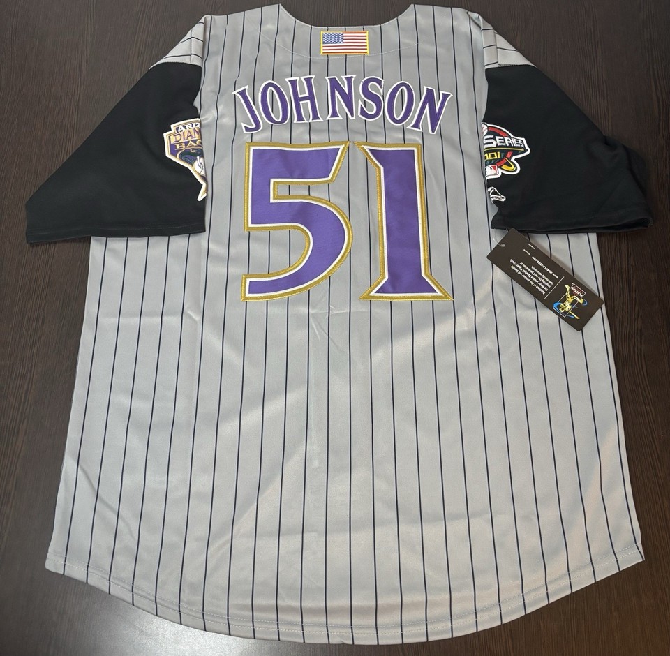 SALE Retro Randy Johnson 2001 Arizona Diamondbacks Men's World Series ...