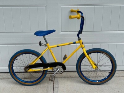 Vintage 80's Huffy Challenger 1000 BMX Bike Yellow Blue Old School Bike ...