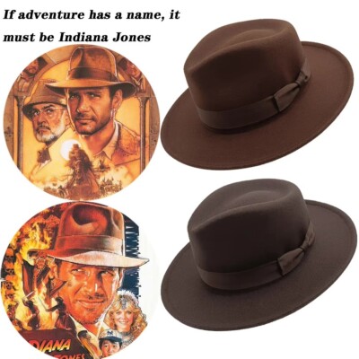 New Band Crushable Outback Premium 100% Wool Felt Indiana Jones Fedora Hat | eBay
