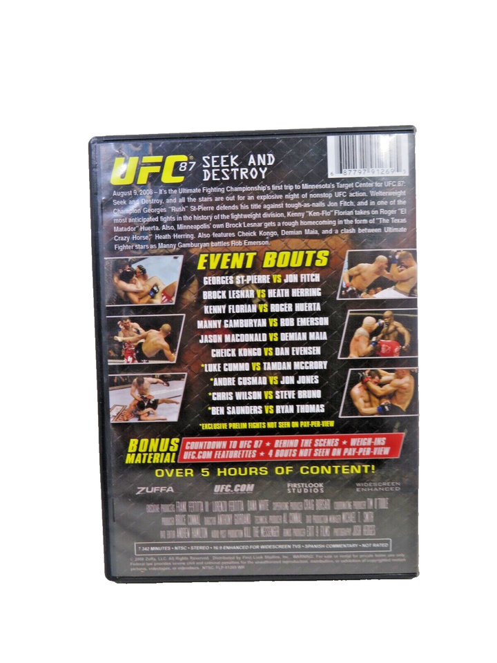 UFC 87: Seek and Destroy (DVD, 2008, 2-Disc Set) FREE SHIPPING ...