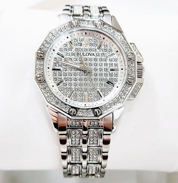 Bulova Octava Crystal Silver White Dial Dress Women's Watch 96L305 | eBay