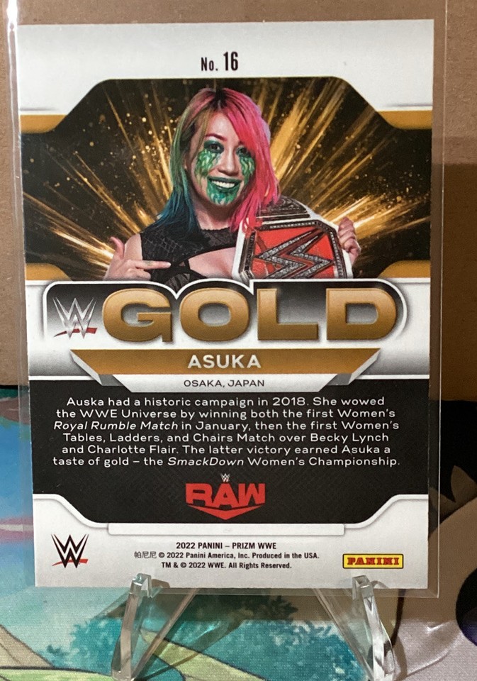 Asuka #16 WWE Raw Gold Panini Prizm 2022 Wrestling Trading Card. | eBay