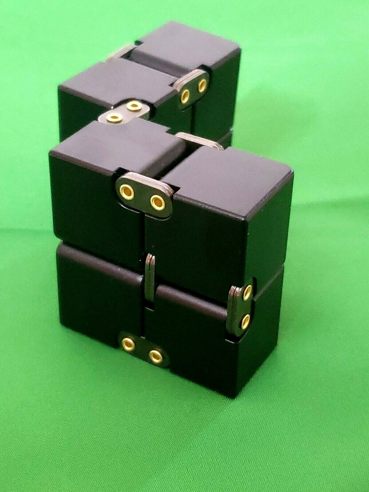 Black Aluminum Infinity Cube Fidget Toy Anxiety Stress ADHD OCD Adults ...