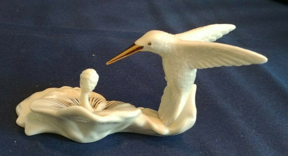 LENOX Hummingbird Hibiscus Flower Figurine 4" Ivory w Gold Accents ...