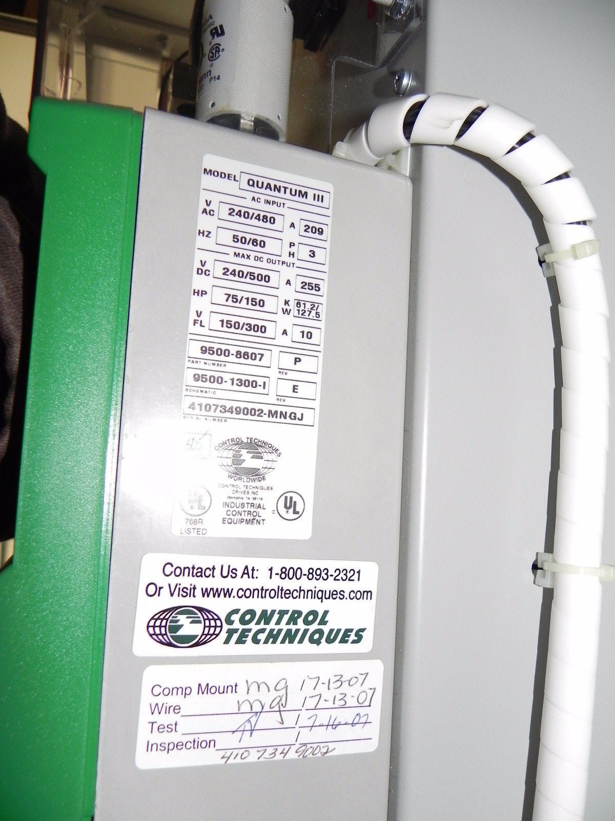 NEW. Emerson Control Techniques Quantum III DC Drive 168HP (x1) CABINET ...