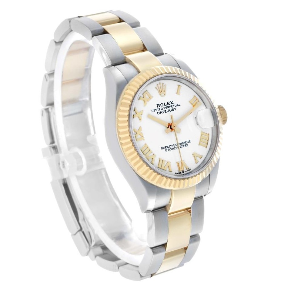 Rolex Datejust Midsize 31 Steel Yellow Gold White Dial Ladies Watch ...
