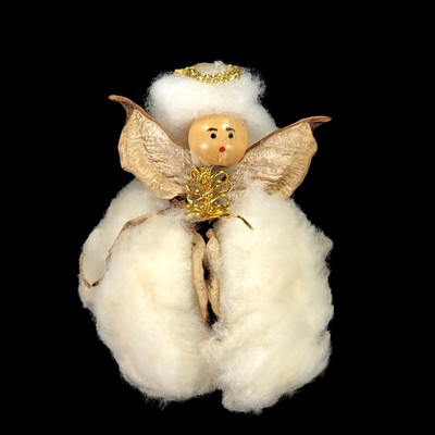 Real Cotton Ball Angel Christmas Ornament 3 1/2 in High | eBay