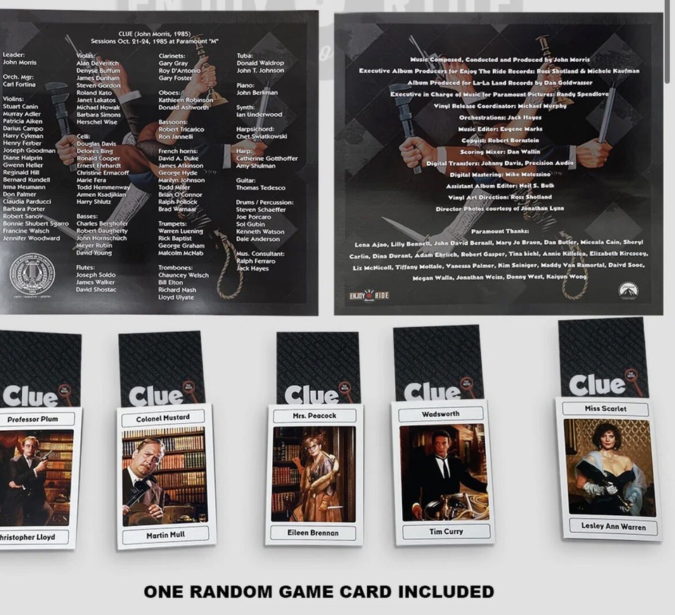 Clue The Movie Soundtrack LE Brandy Glass Vinyl LP John Morris ...