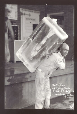 REAL PHOTO BRECKENRIDGE TEXAS ICE DELIVERY MAN POSTCARD COPY | eBay