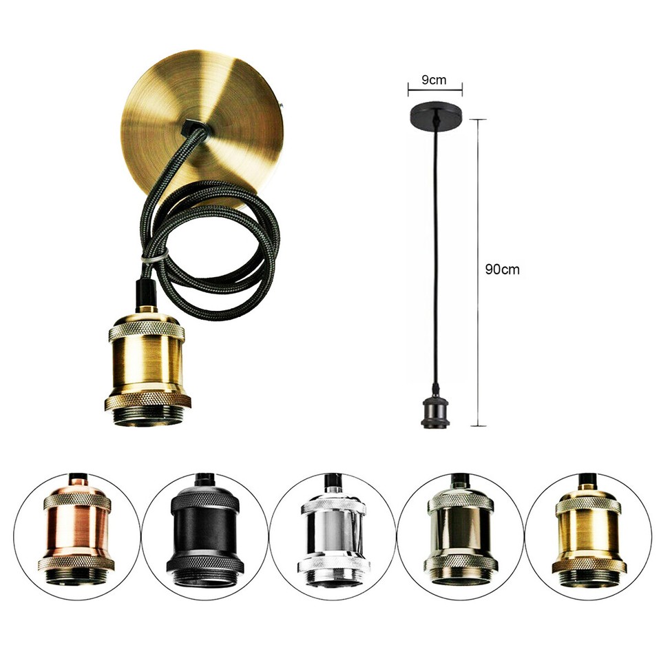 E27 Screw Bulb Socket 3 FT DIY Vintage Lamp Holder Retro Vintage ...