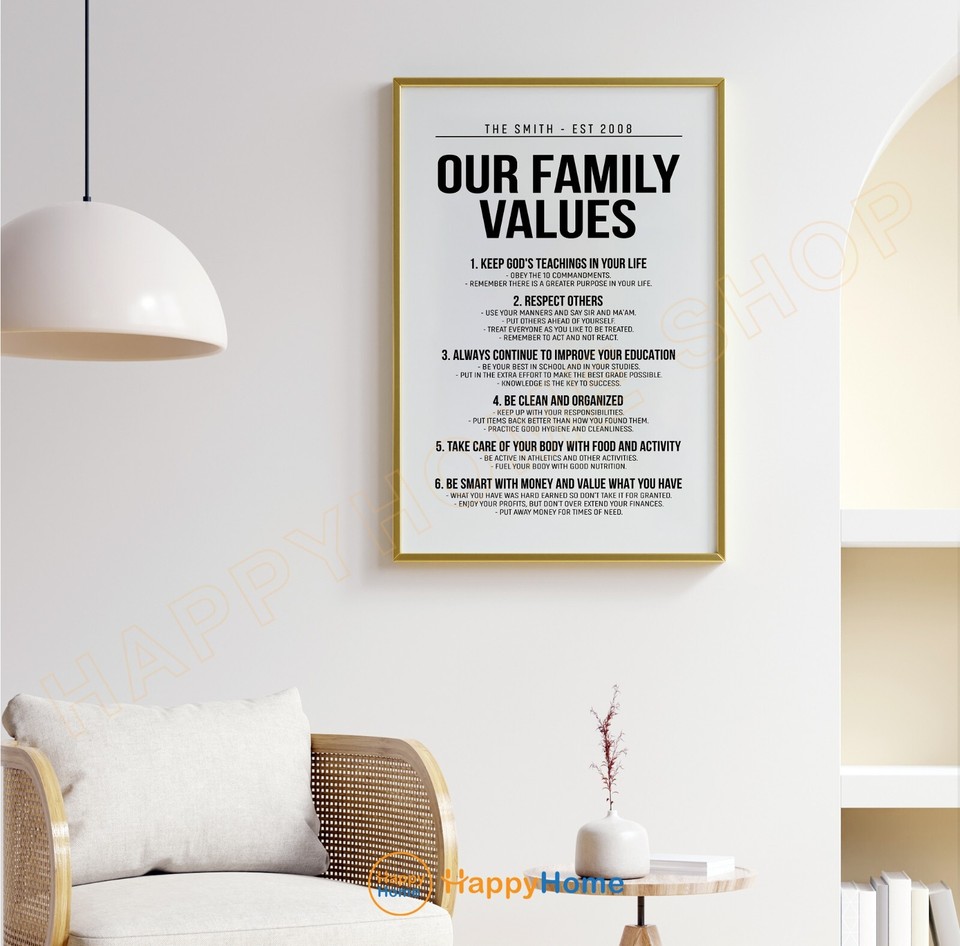 Personalized Family Values Sign Custom Our Family Values Print Room ...
